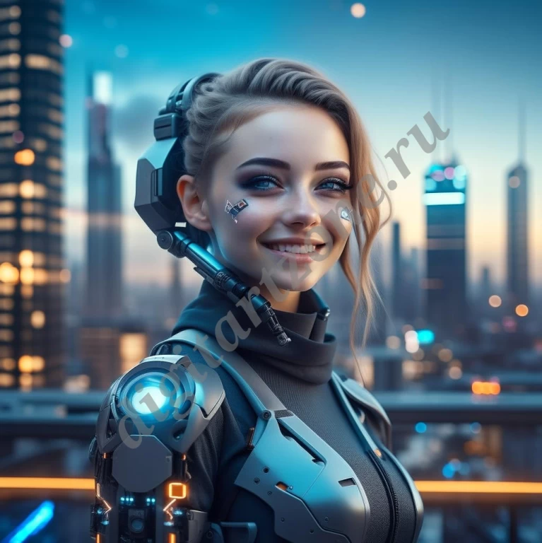 Купить и скачать Ai изображения Девушка киборг цена 100 ₽ из